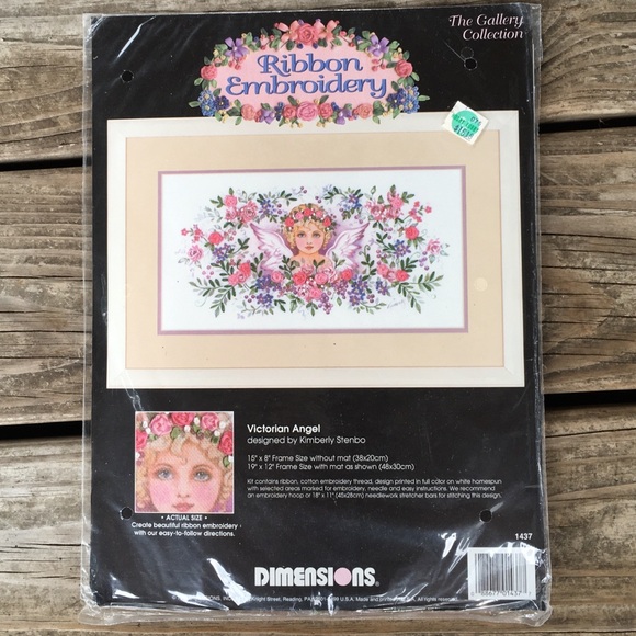 Dimensions | Wall Decor | Victorian Angel Ribbon Embroidery Kit Pink ...